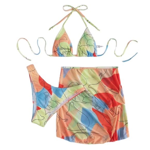 Swim | Line Art Bikini With Beach Skirt | Poshmark
